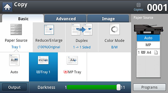 Understanding the copy screen