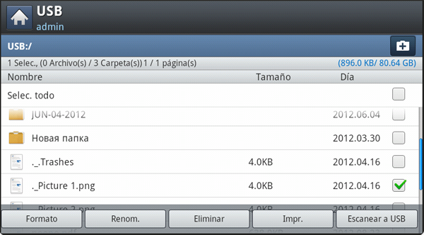 Uso de un dispositivo de memoria USB