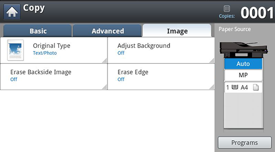 Understanding the copy screen